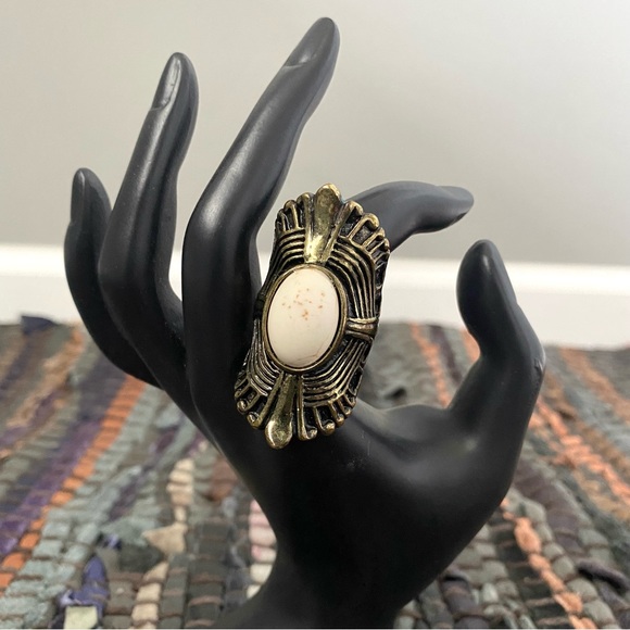 Jewelry | Gold Cream Hippie Boho Statement Ring | Poshmark
